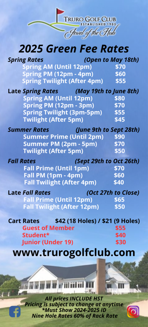 Daily Green Fee Rates - Truro Golf Club