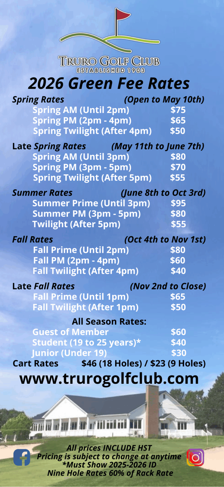 Daily Green Fee Rates - Truro Golf Club